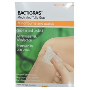 Smith & Nephew Bactigras Medicated Tulle Gras Dressings - 3 Pieces (10 ...