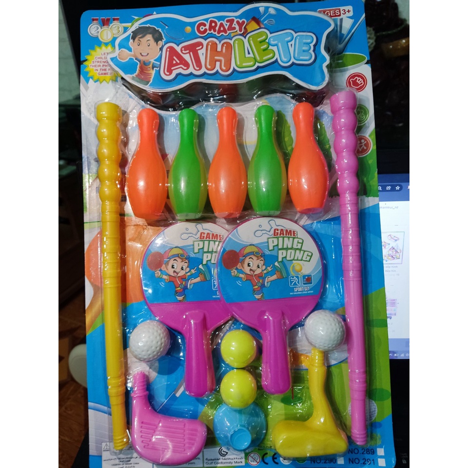 Large 3-in-1 table tennis and gold boing blister pack for children ...