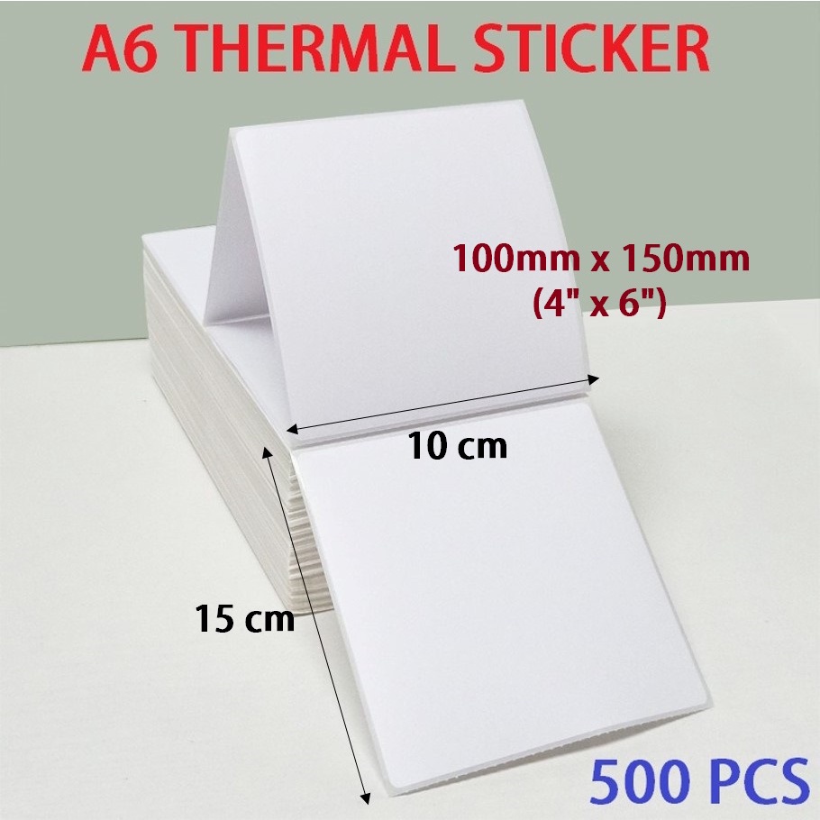 Thermal Printer Sticker Paper 100mm x 150mm x 500pcs (Stack) Shipping ...