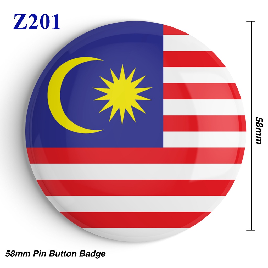 Malaysia State Flags and Merdeka Designs 58mm 44mm Button Badge with ...