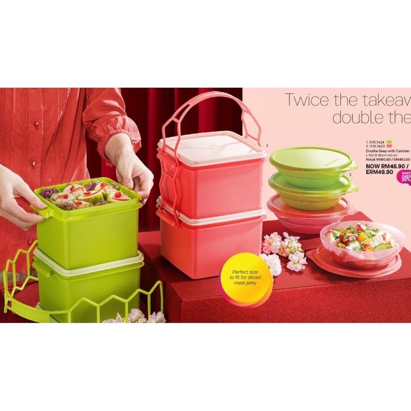 Tupperware Double Deep With Cariolier 1.7L | Shopee Malaysia