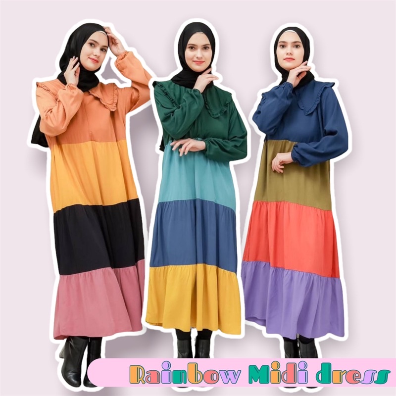 Rainbow midi dress Twill Ori | Shopee Malaysia