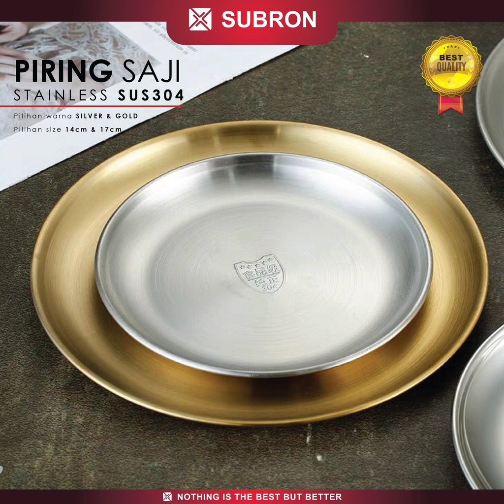 Subron Korean Plate Stainless SUS 304 14cm 17cm Silver Gold Snack ...