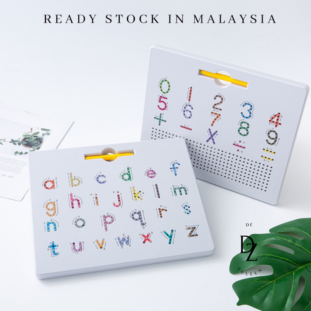 【READY STOCK】Magnetic Tablet Alphabet Number Writing Board Double Sided ...