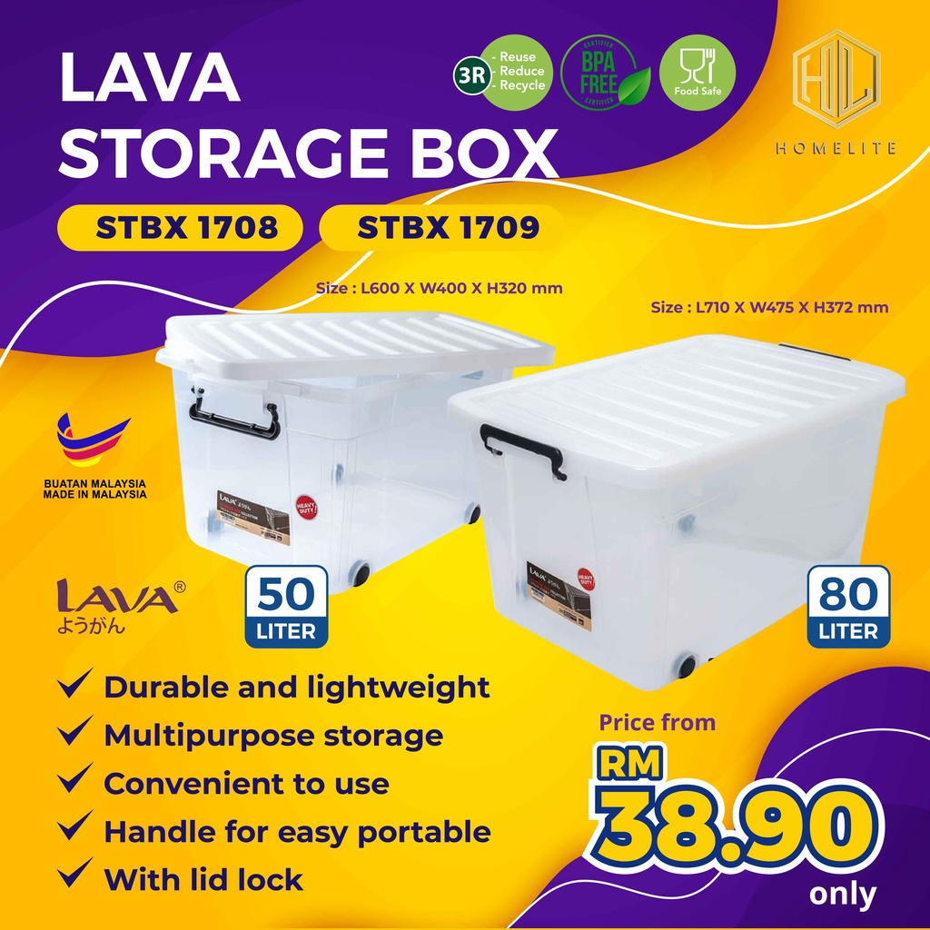 HOMELITE | LAVA HEAVY DUTY STORAGE BOX WITH ROLLER WHEEL / KOTAK ...