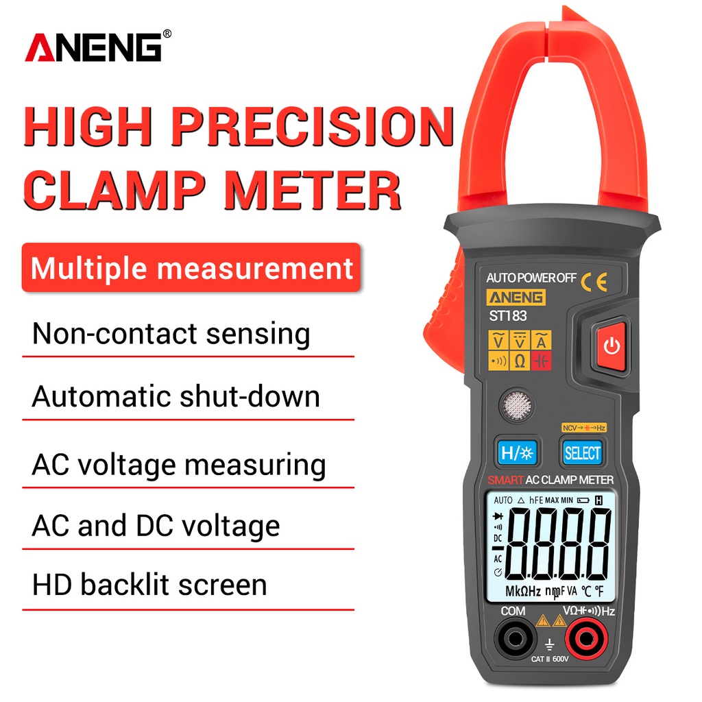 Aneng ST183 digital clamp meter 6000 counts true RMS measuring AC ...