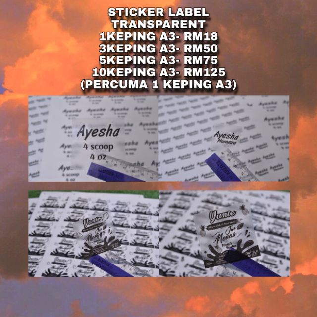 Sticker Label Transparent Sticker Label Murah Jimat suitable for ...