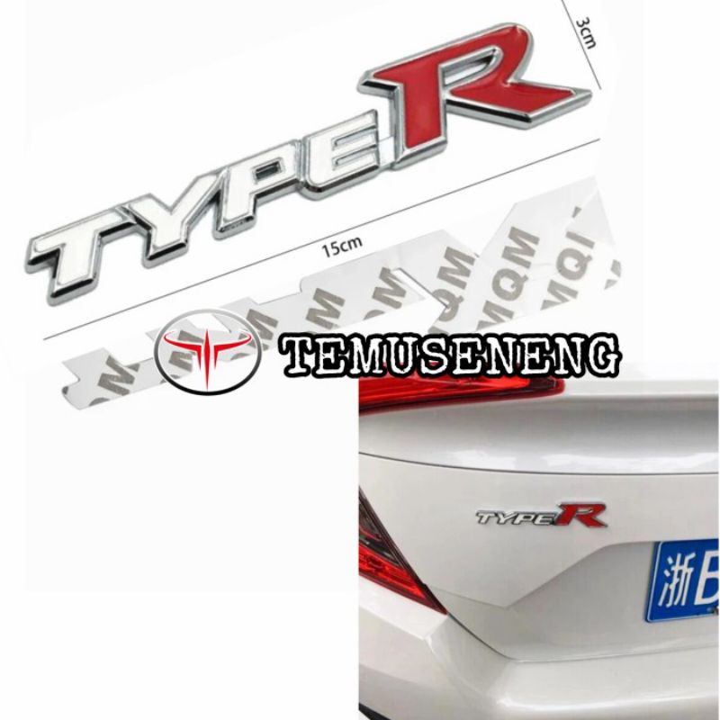 MERAH Type R Type-R Emblem Logo Writing for Honda Civic Car White and ...