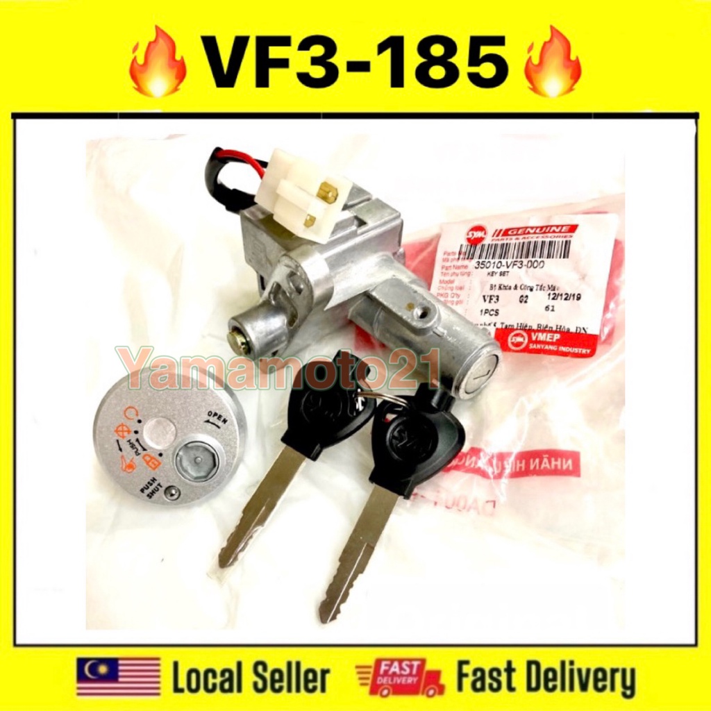 SYM VF3i 185 MAIN SWITCH SET 100% ORIGINAL IGNITION SUIS KEY LOCK SET ...
