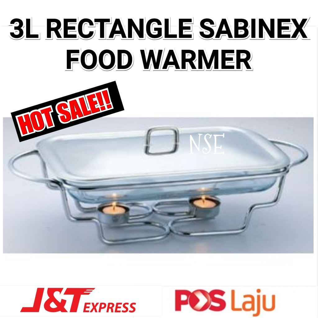SALE!! 3 LITRE RECTANGLE SABINEX FOOD WARMER / BUFFET SET KACA PETAK ...
