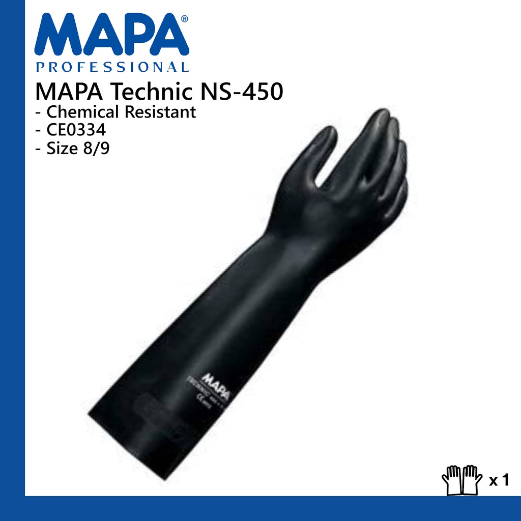 MAPA Technic NS-450 Chemical Protection Gloves / MAPA 450 [Size: L(8 ...
