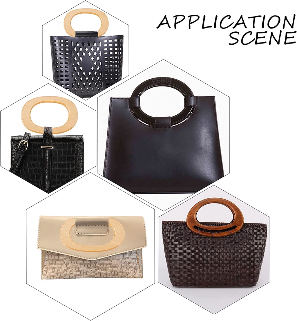 7 Variation DIY Wood Black Bag Handle Round Oval Handle Pemegang Beg ...