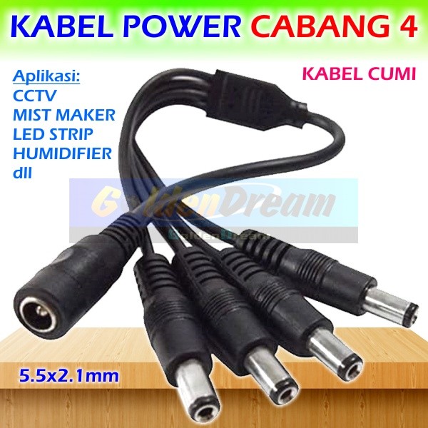 Squid Power Cable Branch 4 DC Cord Splitter 4ch CCTV Mist Maker LED ...