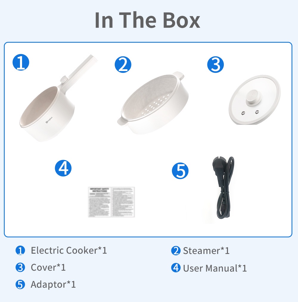 Simplus Non-Stick Electric Multi Cooker With Steamer (1.5L/300W/630W ...