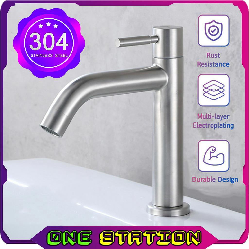 SUS 304 Stainless Steel Bathroom Basin Tap | Shopee Malaysia