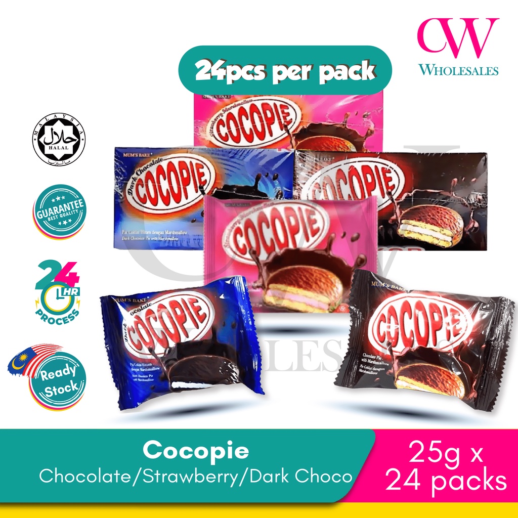 Cocopie Chocolate Strawberry Dark Chocolate 24's x 25g | Shopee Malaysia