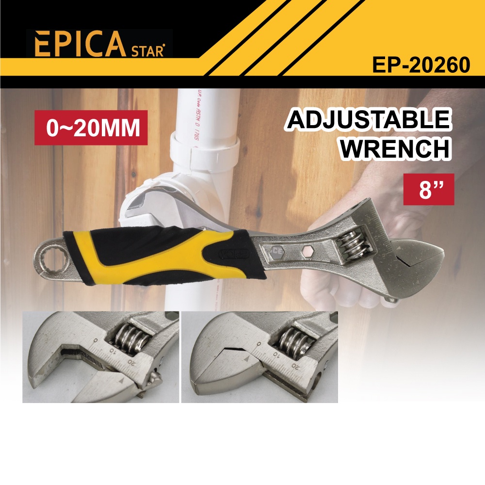 EPICA STAR Adjustable Wrench Spanner 8" 10" 12" Wrench Hardened Durable ...