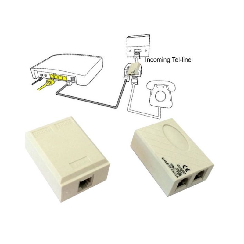 Telefon Line ADSL Splitter 1-in 2-out Modem Fax RJ11 Filter Tele Female ...