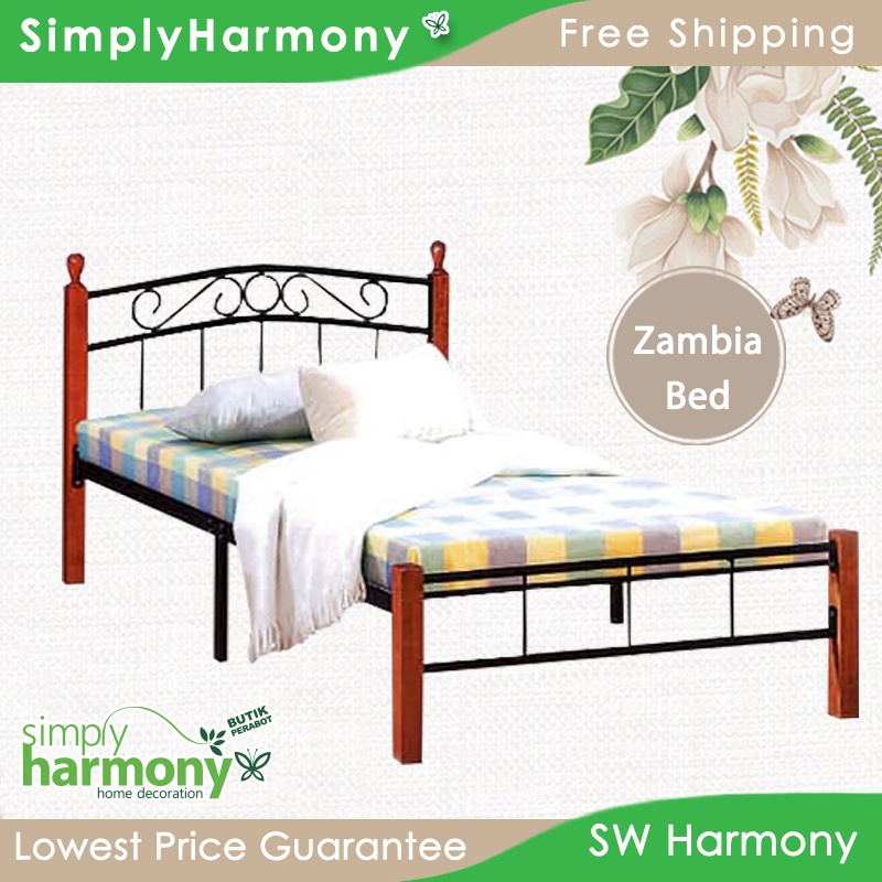 SHSB Zambia Single Size / Solid Wood Bed / Metal Bed / Single Bed ...