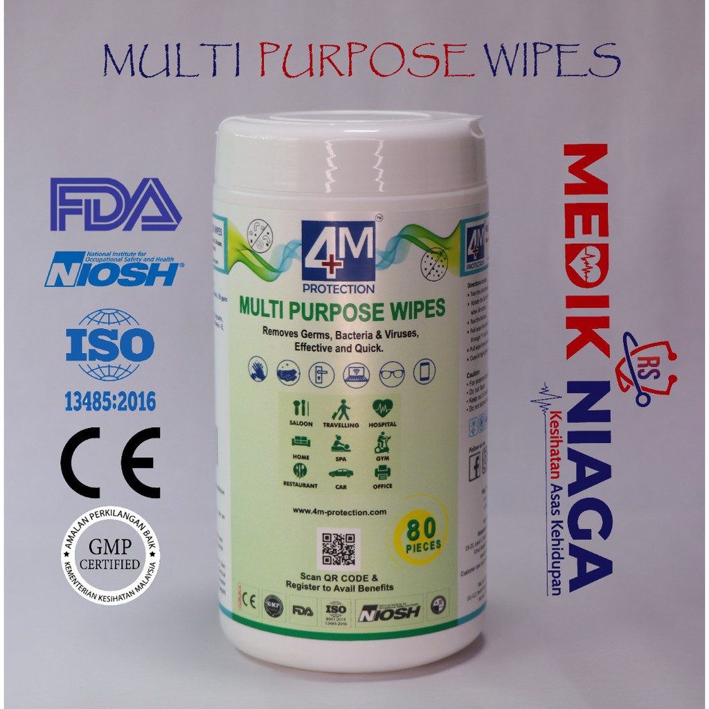 Multi Purpose Wipes 80 pieces for Surface/Car/Hands/ Mobilephones ...