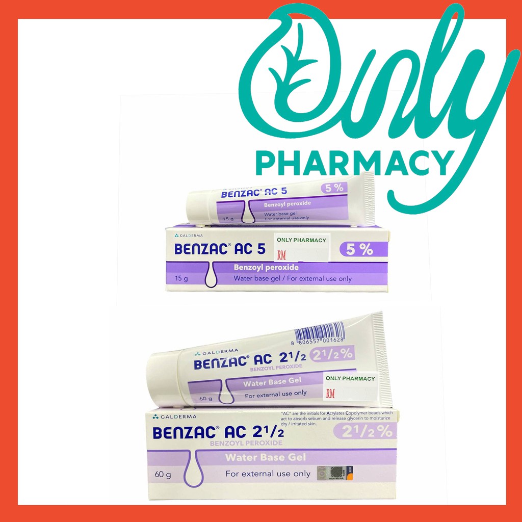 Benzac AC Gel For Acne 5% 15g or Benzac AC Gel 2.5% 60g or 5% 60g ...