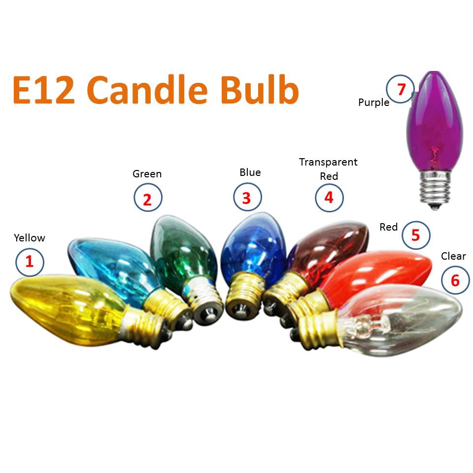 CHILI CANDLE BULB 2W E12 240V (Transparent., Yellow, Green, Blue ...