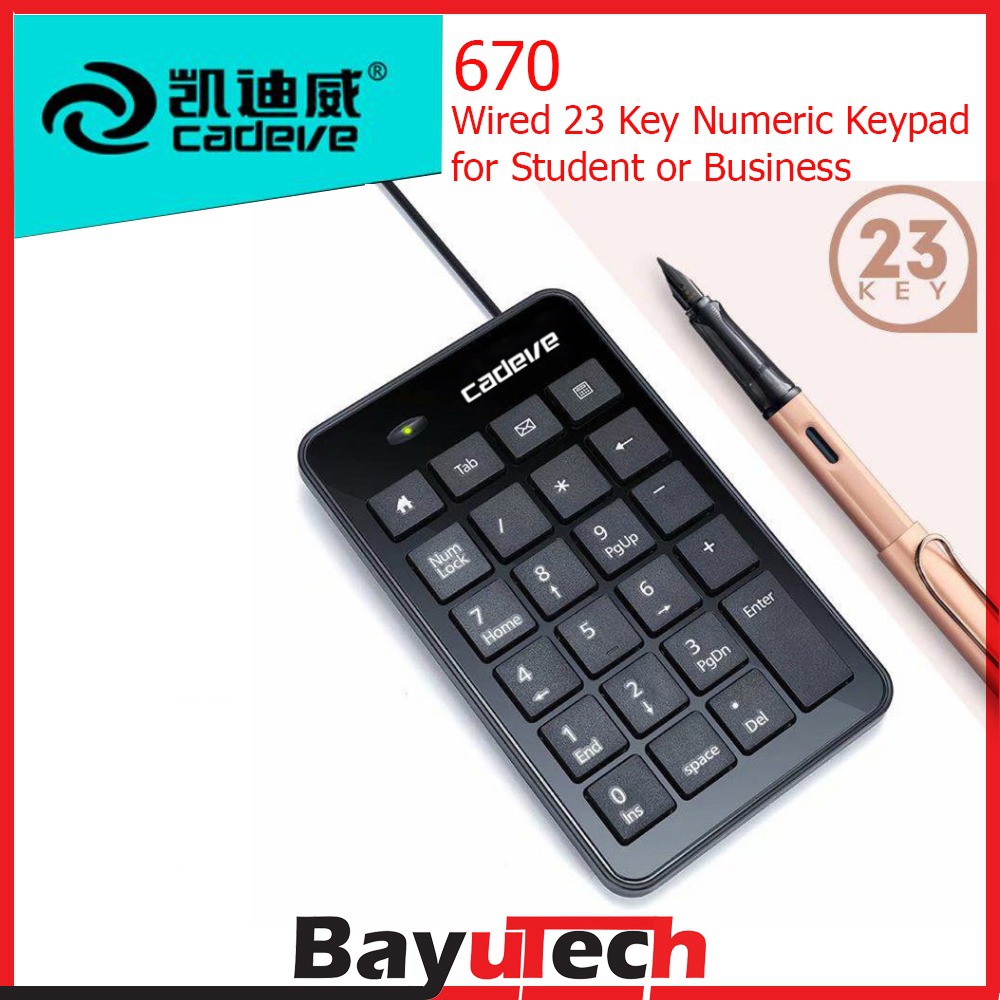 Cadeve 670 Wired Slim USB 23 Keys Number Pad Numeric Keypad Keyboard ...