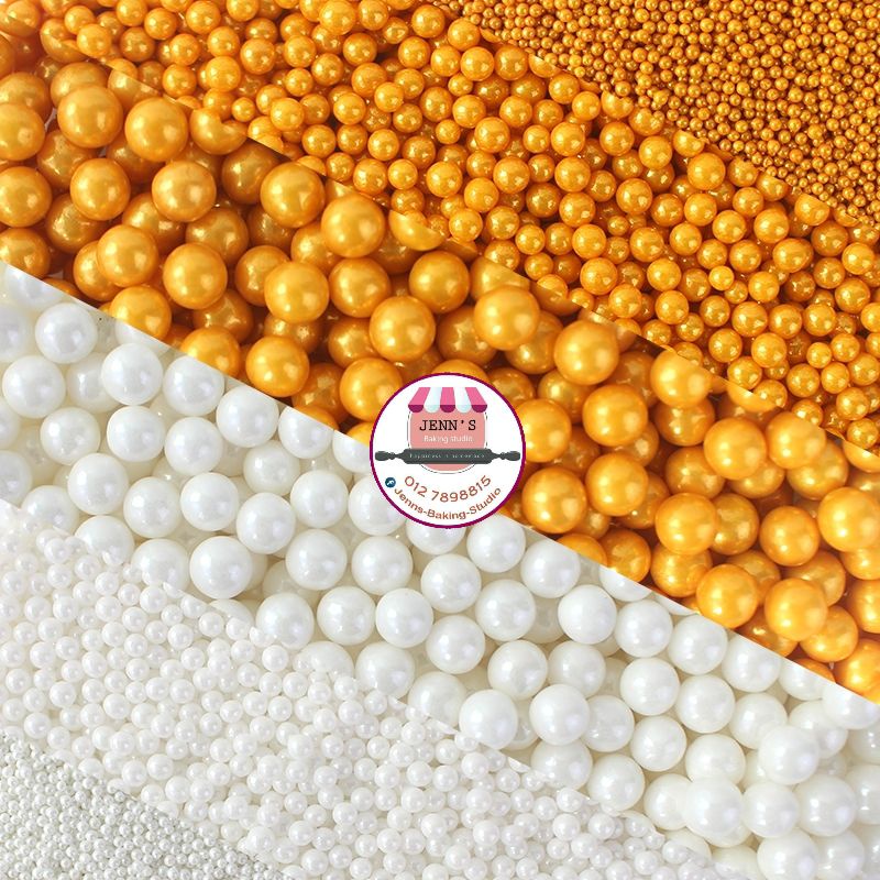 Gold Cake Pearl Sprinkle / Silver Cake Sprinkle 60g 烘焙 金色珠子 银色珍珠 Gold ...