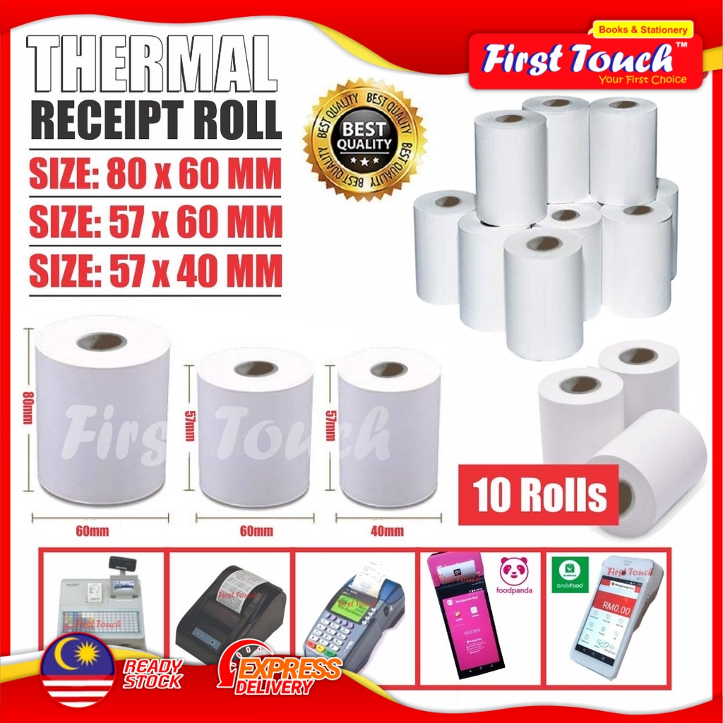 Thermal Receipt Paper Thermal Paper Roll Kertas Resit Cash (10 Rolls/1 ...