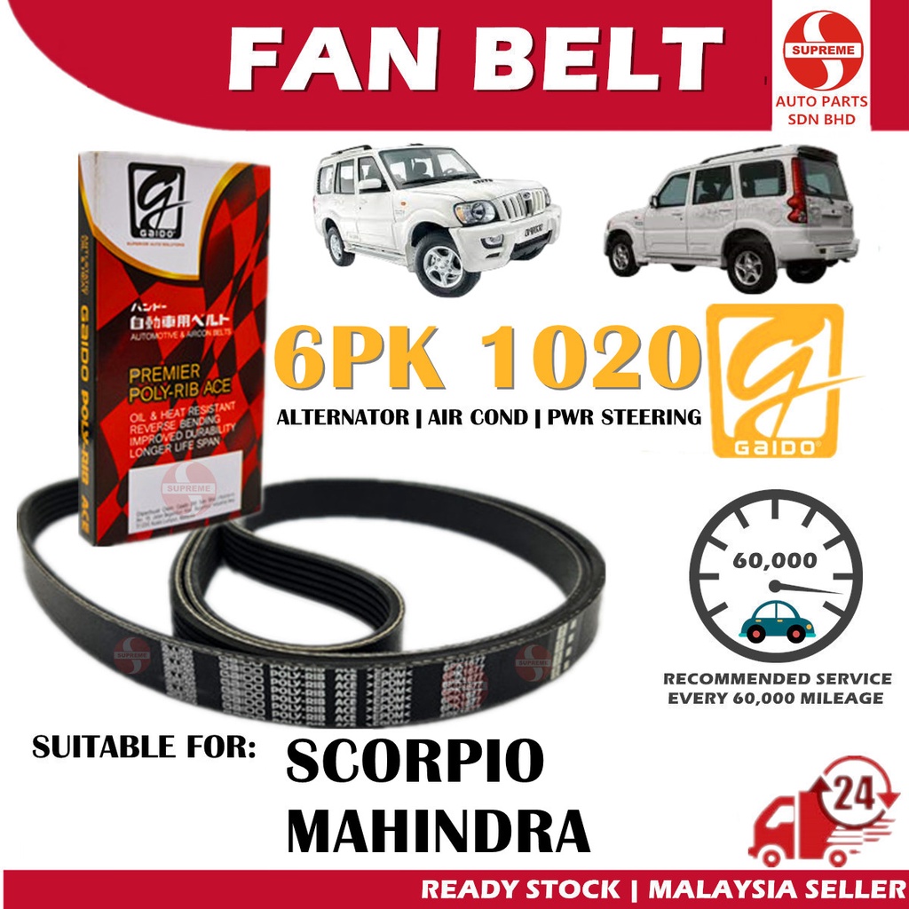 S2U Gaido Fan Belt Scorpio Mahindra 2010YR Air Cond Alternator Power ...