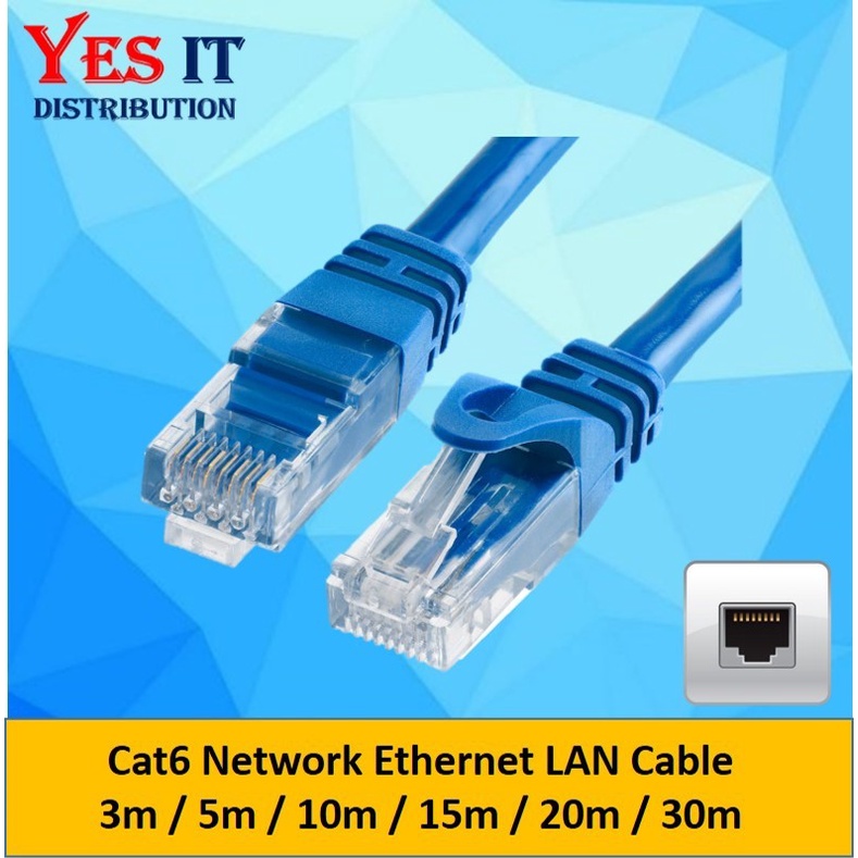 RJ45 CAT6 Network Lan Cable Network Cable - 3meter to 30meter | Shopee ...