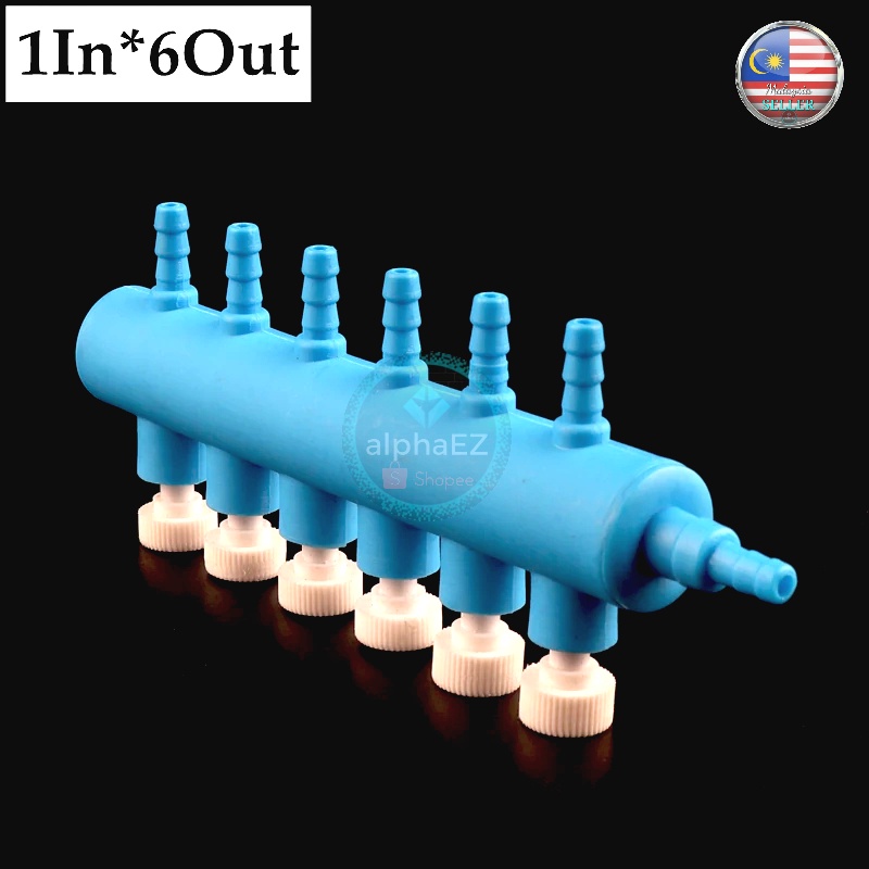 Aquarium BLUE Air Flow Control Air Splitter Inflow Pipe Distributor ...