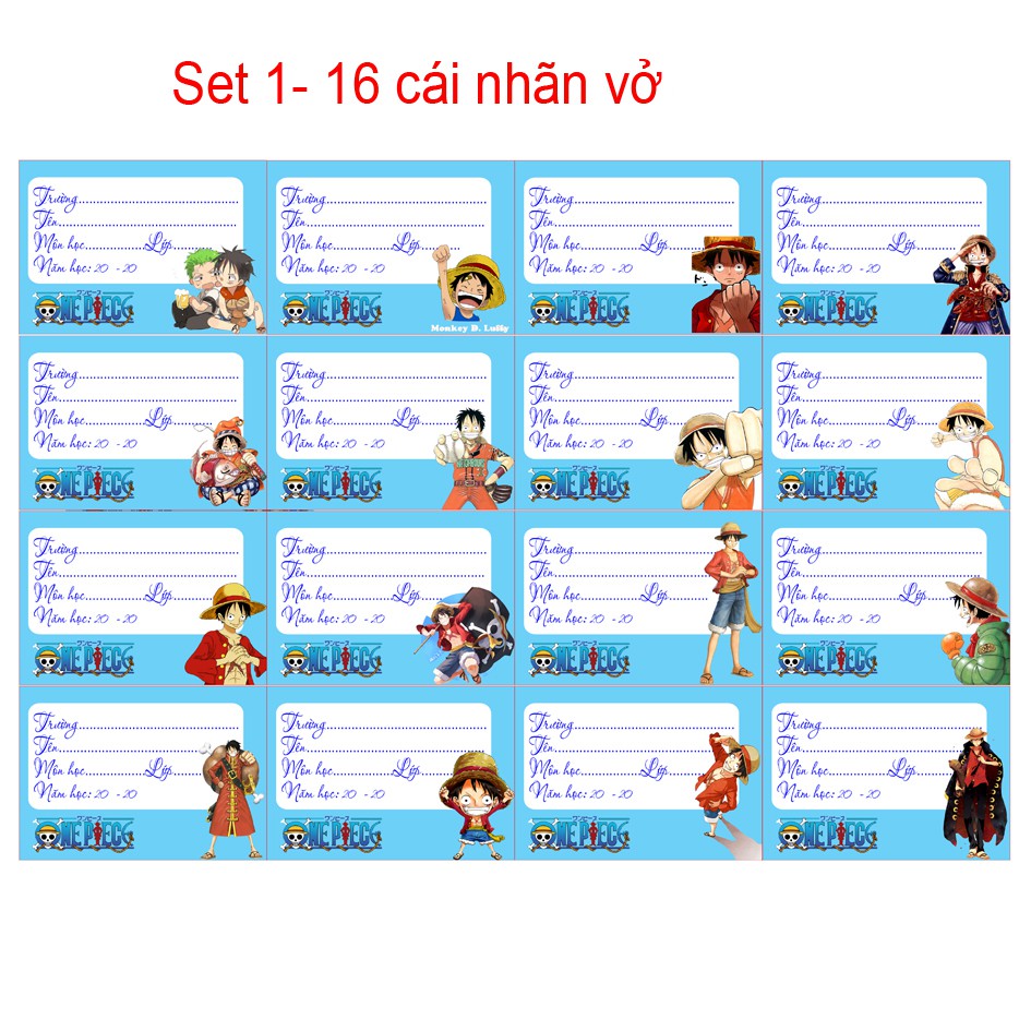 One Piece anime notebook labels (1 set of 16 notebook labels) | Shopee ...