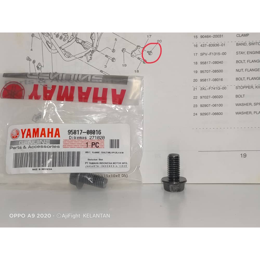 YAMAHA RXZ ENGINE BRACKET BOLT / SCREW BRACKET ENJIN ( 95817-08016 ...