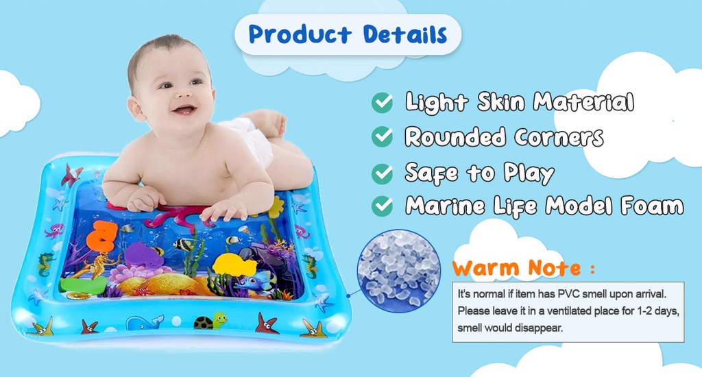 MIKAZE - BABY SLAPPED PAD Water Mat Cushion Prone Pat Playmat Water ...