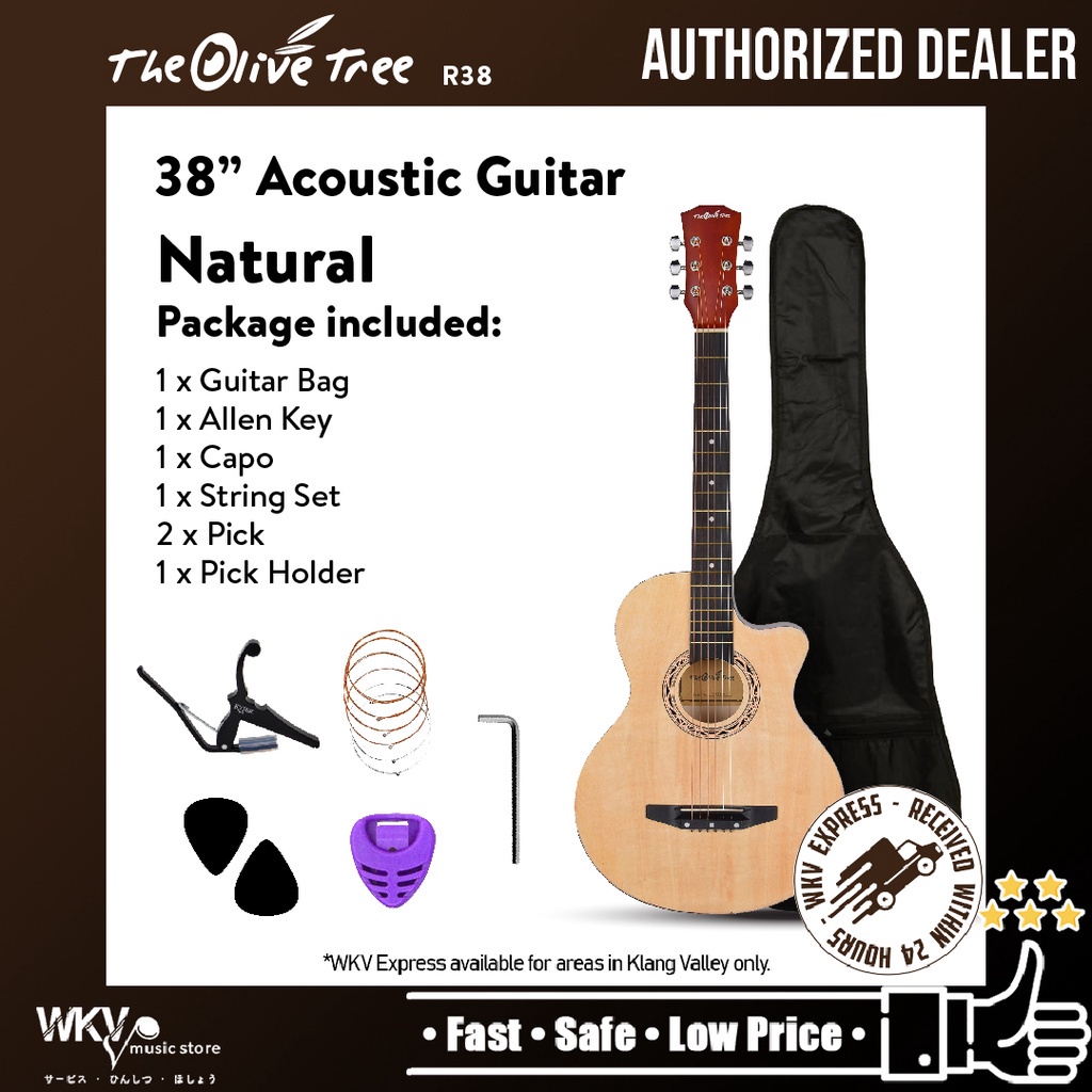 38 inch Acoustic Guitar Package (COMBO Set/ Gitar Akustik/ Standard ...