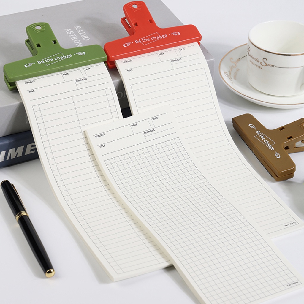 MEME Ins Style Long Note Pad Memo Pad Top Binder Clip for Note Journal ...