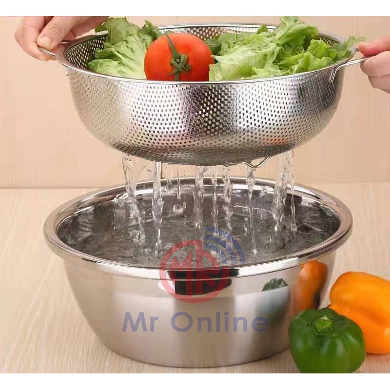 Stainless Steel Colander/Mesh Skimmer With Double-Ear Handle/ Wash ...