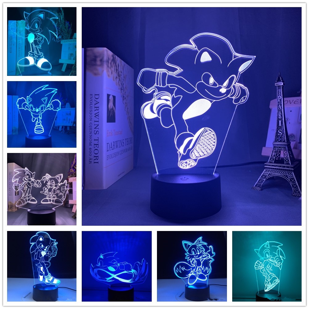 Sonic Running Figure Led Night Light Bedroom Decoration Nightlight ...