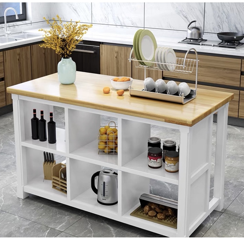 Kitchen island table, cooking table, solid wood console, baking table ...