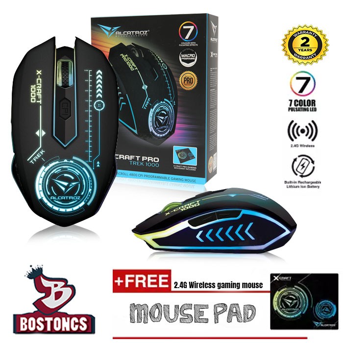 Alcatroz X-Craft Pro Trek 1000 Gaming Mouse Free Mouse pad | Shopee ...