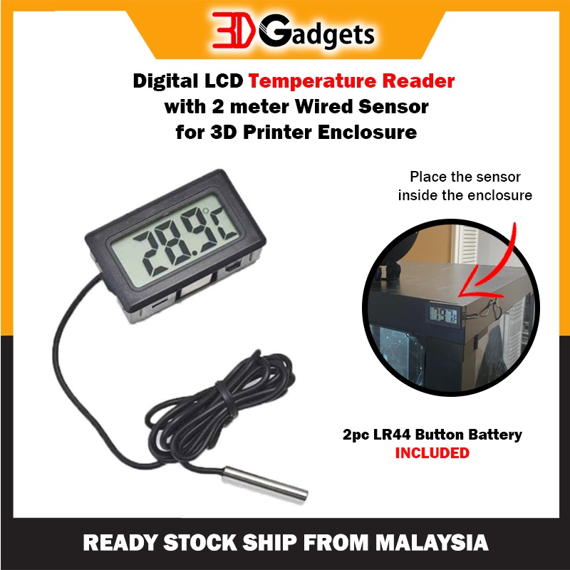 Digital LCD Temperature Reader with wired sensor for 3D Printer ...