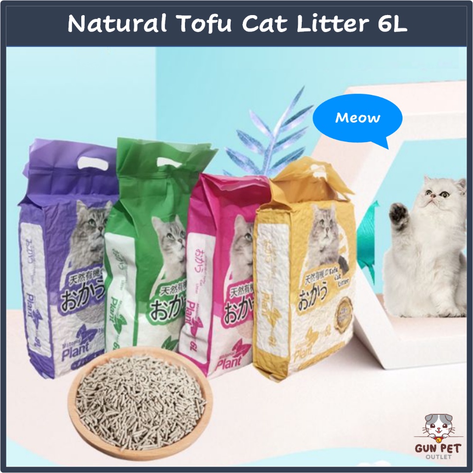 GUN PET Premium Natural Tofu Cat Litter 6L Super Clumping Pet Cat Pasir ...