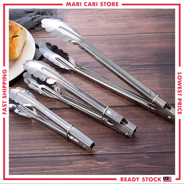 Stainless Steel Tong Food Clip BBQ Tongs Tweezer Penyepit Makanan ...