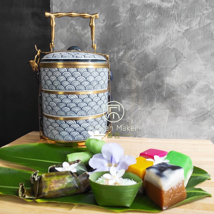 [Ready Stock] Ceramic Tiffin with Brass Handle / Traditional Elegant ...