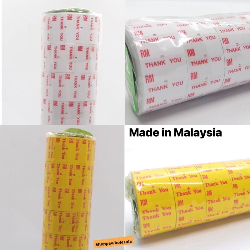 Price Tag Label Sticker With (RM) & (THANK YOU ) Single Line 10’s ...