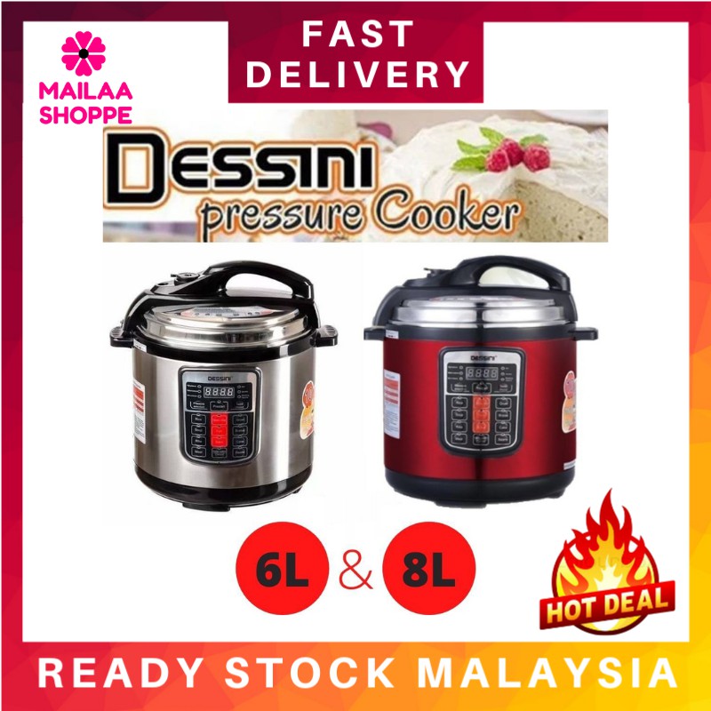 DESSINI 6L/8L ELECTRIC PRESSURE COOKER ALUMINUM NON STICK POT MULTI ...