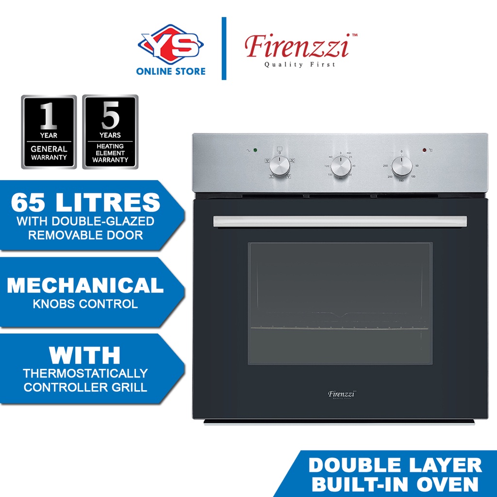 Firenzzi Black Tempered Glass Double-glazed Mechanical Control Built-in ...