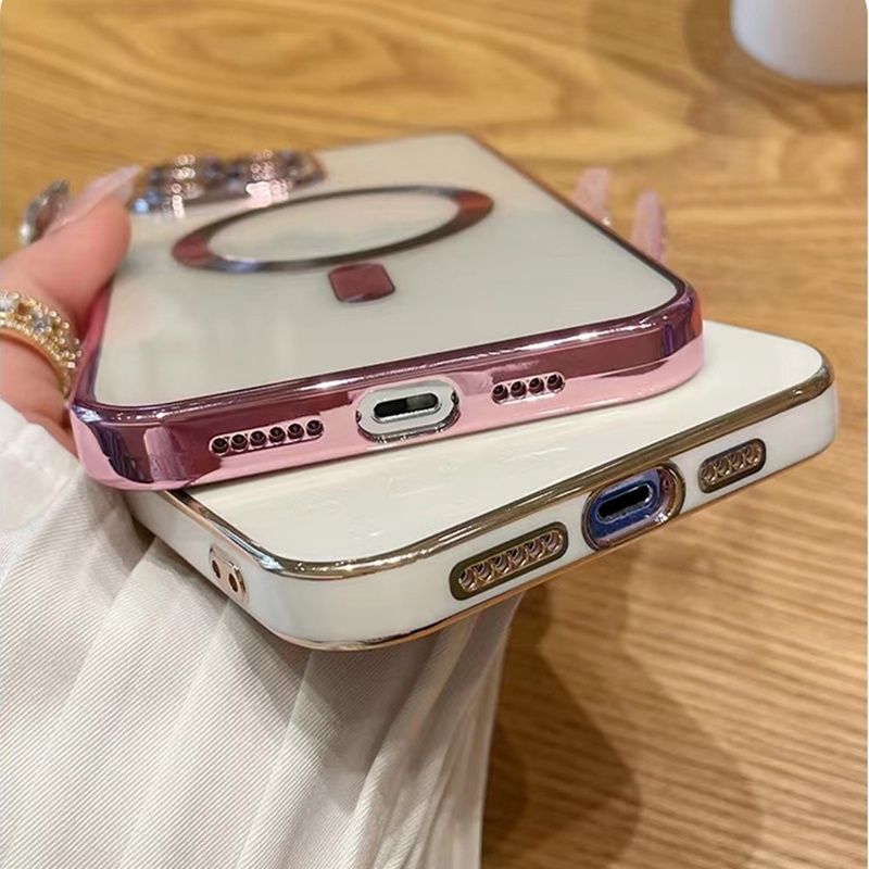 Luxury High Quality Electroplating Magnetic Charge Clear Phone Case ...