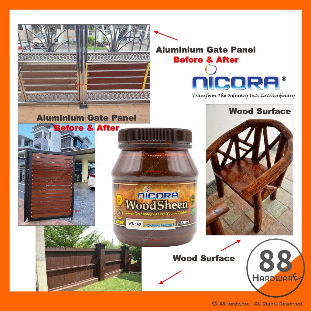 Nicora Woodsheen 320ML / cat kayu / wood varnish kayu / syelek kayu ...